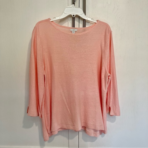 J. Jill | Sweaters | J Jill Peach 34 Sleeve Split Hem Scoop Neck Light ...